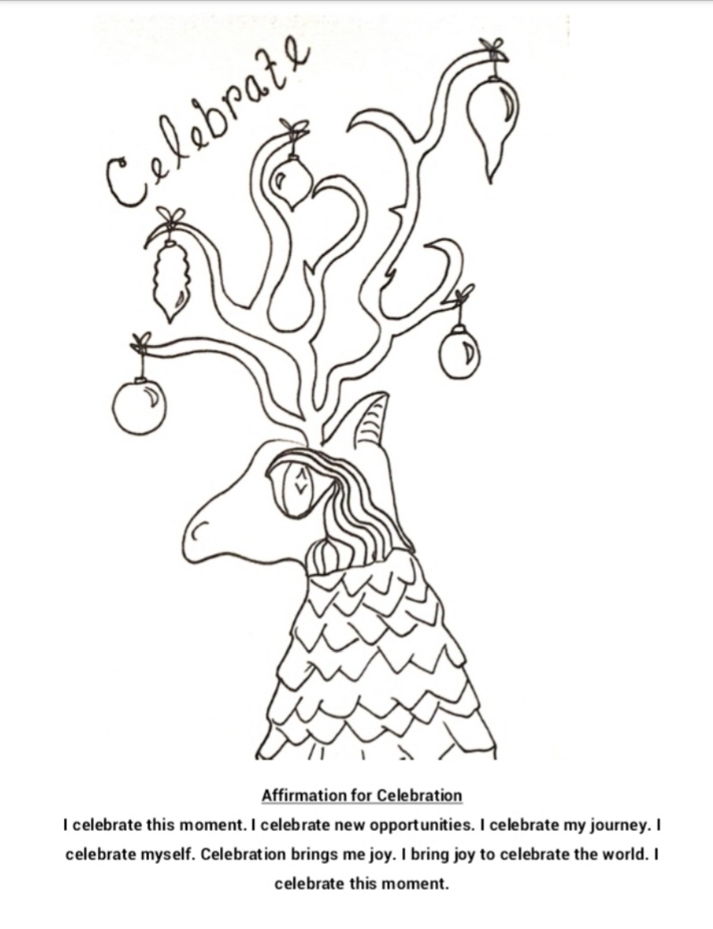 Celebration – Coloring Page and Affirmation – Individual Empowerment